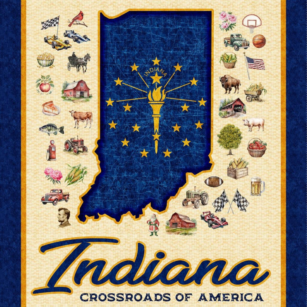 Quilting Treasures, All Indiana Shop Hop 2025, 2600-31105-X, Multi ...